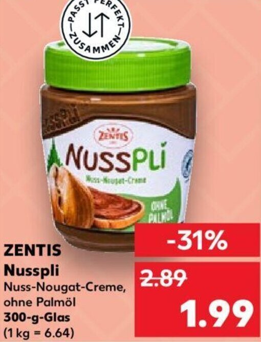 ZENTIS Nusspli 300 g Glas Angebot bei Kaufland