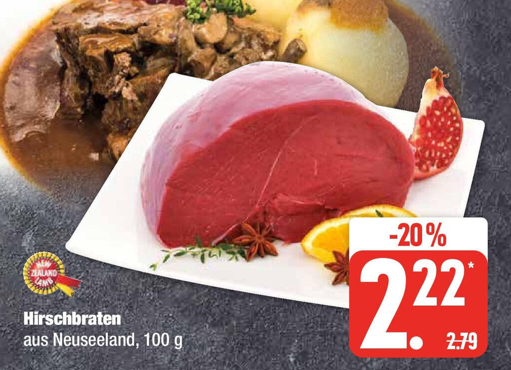 Hirschbraten 100 g Angebot bei Edeka