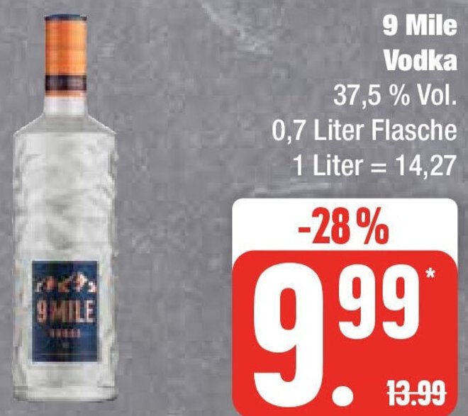 9 Mile Vodka 0,7 Liter Flasche Angebot bei Edeka