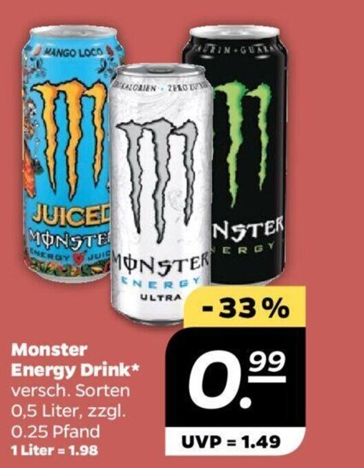 Monster Energy Drink 0,5 Liter Angebot bei NETTO