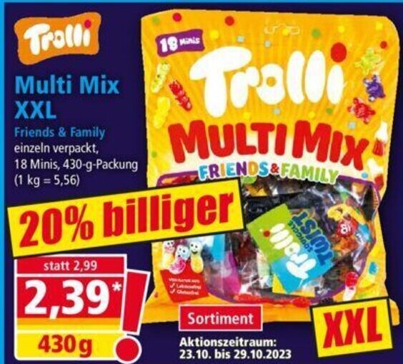 Trolli Multi Mix XXL 430 g Packung Angebot bei Norma