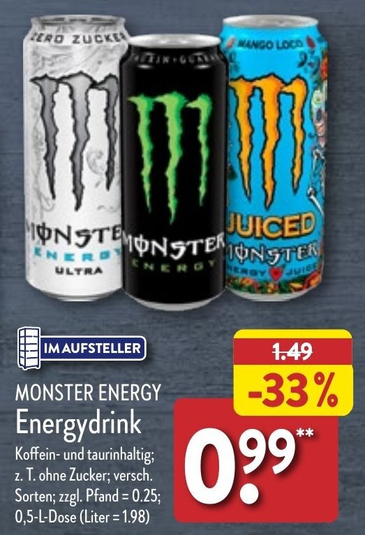 MONSTER ENERGY Energydrink 0,5 l Dose Angebot bei Aldi Nord