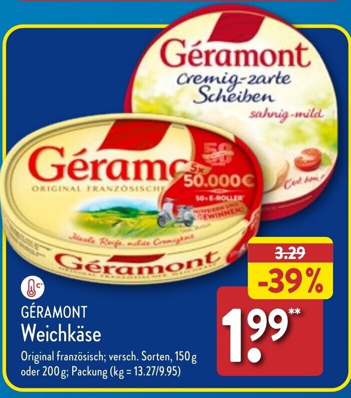 GÉRAMONT Weichkäse 200 g Packung Angebot bei Aldi Nord