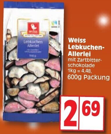 Weiss Lebkuchen-Allerlei 600 g Packung Angebot bei Edeka