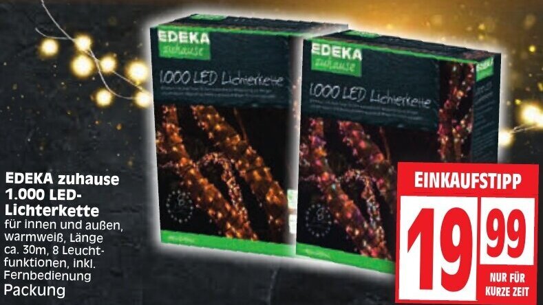 EDEKA Zuhause 1.000 LED-Lichterkette Angebot bei Edeka