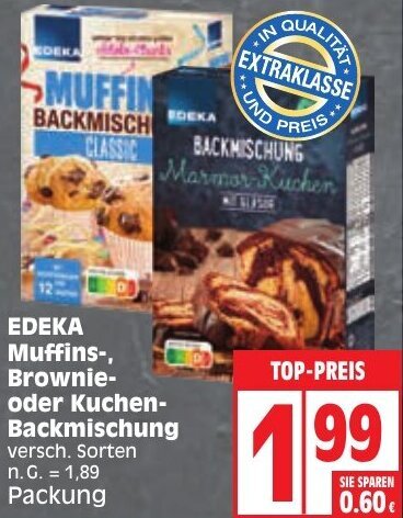 EDEKA Muffins, Brownie oder Kuchen-Backmischung Angebot bei Edeka
