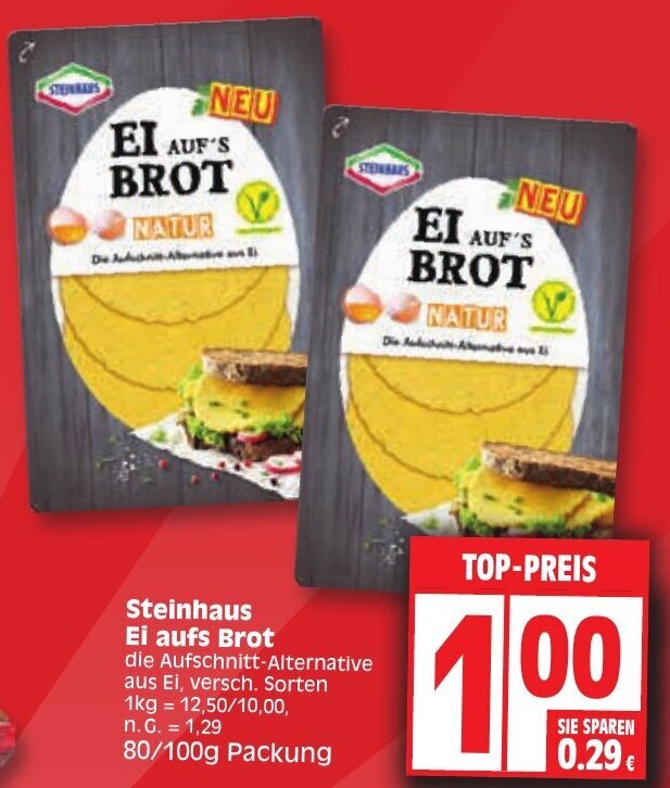 Steinhaus Ei aufs Brot 80/100 g Packung Angebot bei Edeka
