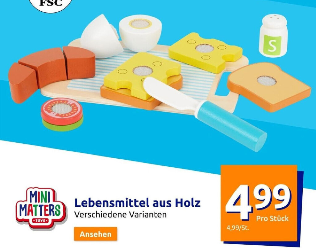 MINI MATTERS TOYS Lebensmittel aus Holz Angebot bei Action