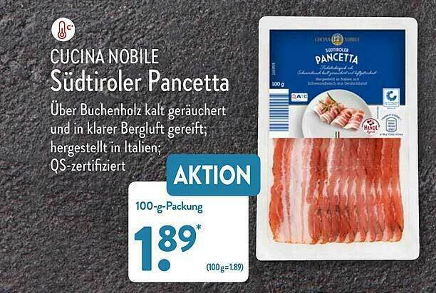 Cucina Nobile Südtiroler Pancetta Angebot bei Aldi Nord