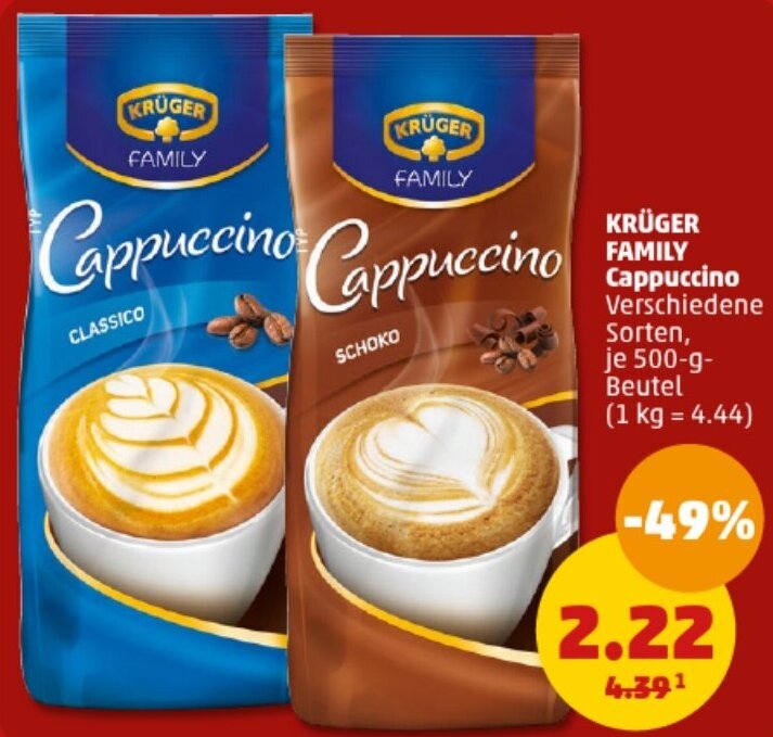 KRÜGER FAMILY Cappuccino 500 g Beutel Angebot bei PENNY