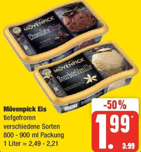Mövenpick Eis 800-900 ml Packung Angebot bei Edeka