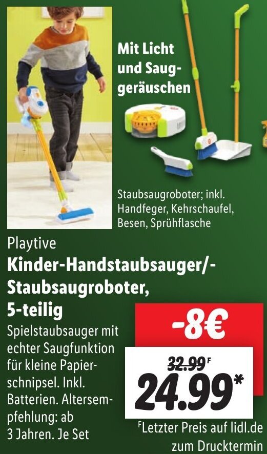 Playtive Kinder-Handstaubsauger/Staubsaugroboter, 5-teilig Angebot bei Lidl