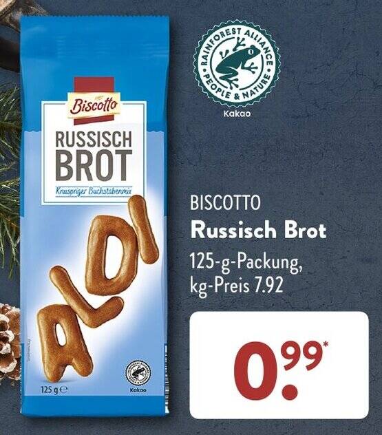 BISCOTTO Russisch Brot 125 g Packung Angebot bei Aldi Süd