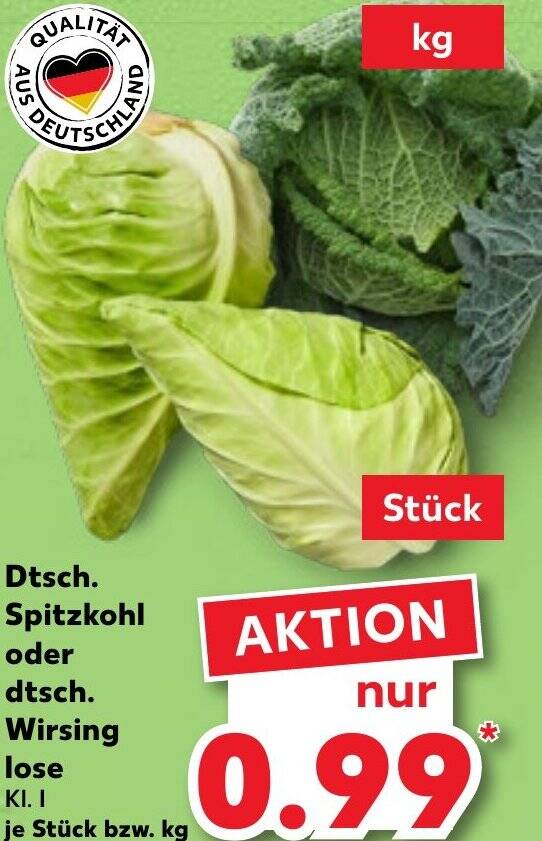 Dtsch. Spitzkohl oder dtsch. Wirsing lose Angebot bei Kaufland