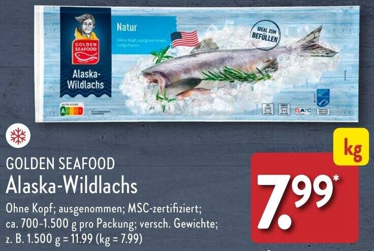 GOLDEN SEAFOOD Alaska-Wildlachs Angebot bei Aldi Nord