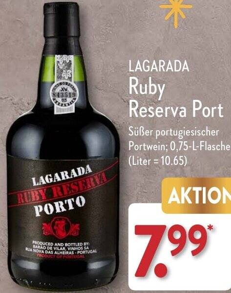 LAGARADA Ruby Reserva Port 0,75 L Flasche Angebot bei Aldi Nord