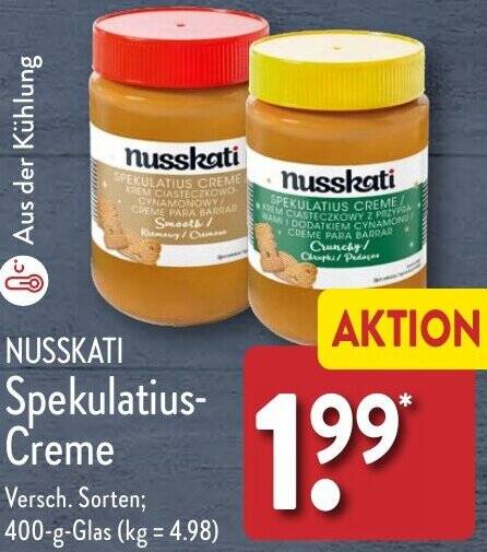 NUSSKATI Spekulatius-Creme 400 g Glas Angebot bei Aldi Nord