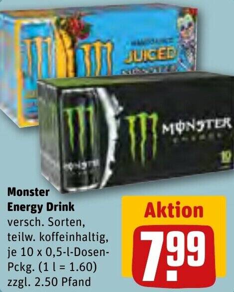 Monster Energy Drink 10x0,5 L Dosen-Pckg. Angebot bei REWE