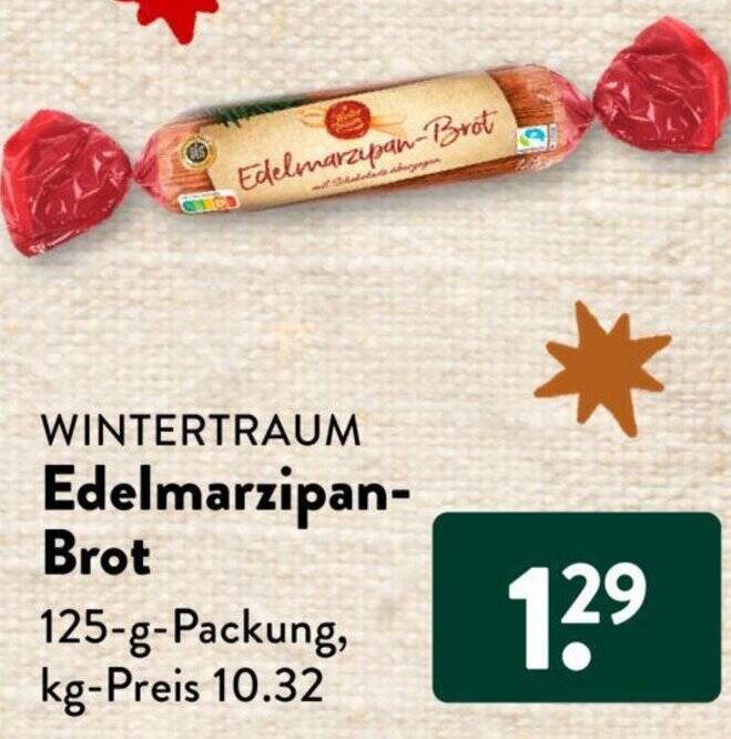 WINTERTRAUM Edelmarzipan-Brot 125 g Packung Angebot bei Aldi Süd