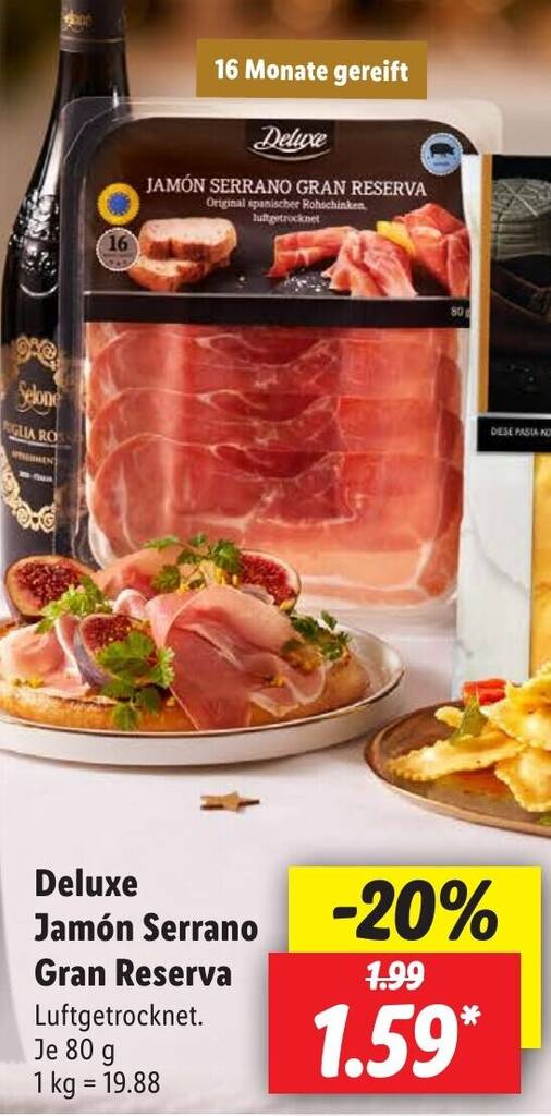 Deluxe Jamón Serrano Gran Reserva 80 g Angebot bei Lidl