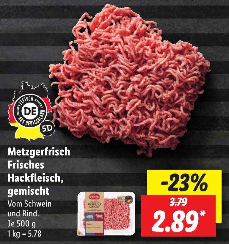 Metzgerfrisch Frisches Hackfleisch, gemischt 500 g Angebot bei Lidl