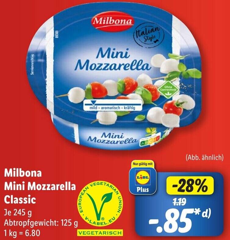 Milbona Mini Mozzarella Classic 245 g Angebot bei Lidl