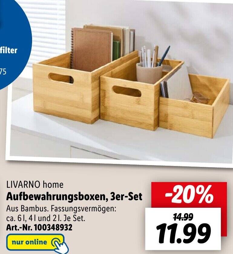 LIVARNO home Aufbewahrungsboxen, 3er-Set Angebot bei Lidl