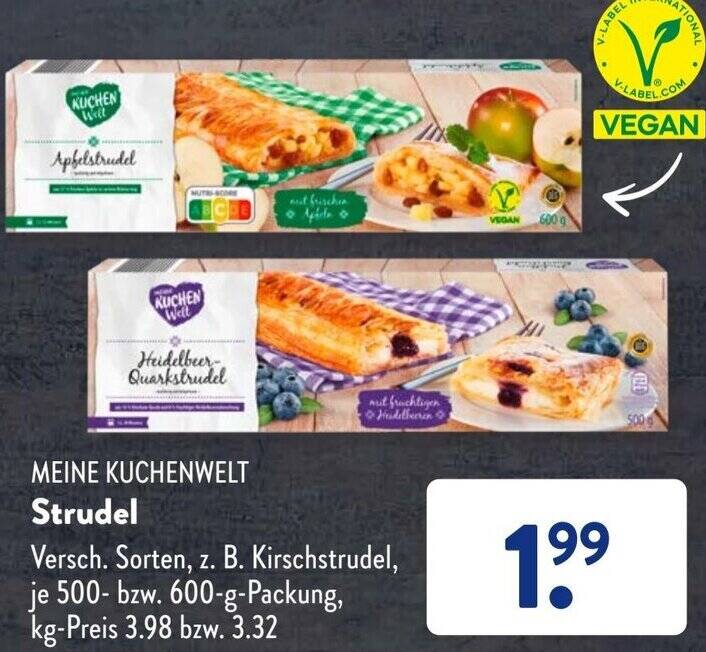 MEINE KUCHENWELT Strudel 500-600 g Packung Angebot bei Aldi Süd