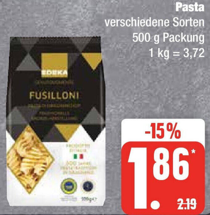 EDEKA GENUSSMOMENTE Pasta 500 g Packung Angebot bei Edeka