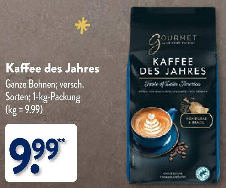 Gourmet Finest Cuisine Kaffee des Jahres 1 kg Packung Angebot bei Aldi Nord