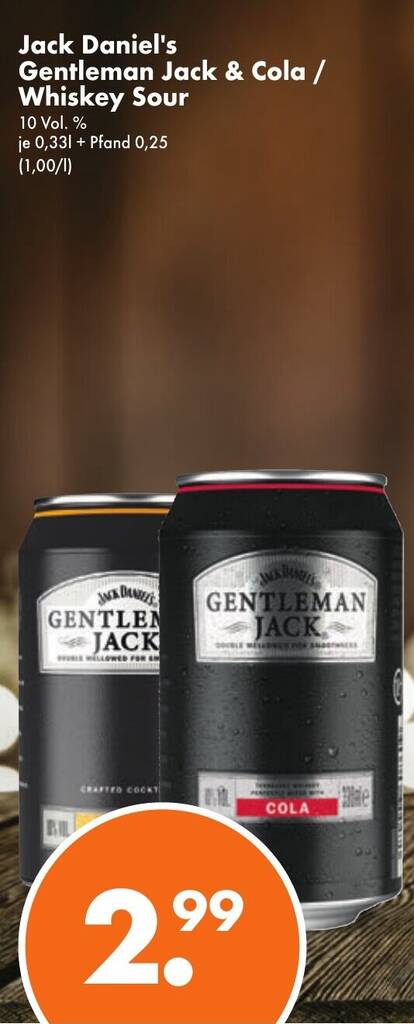 Jack Daniel's Gentleman Jack & Cola / Whiskey Sour 0,33 L Angebot bei ...