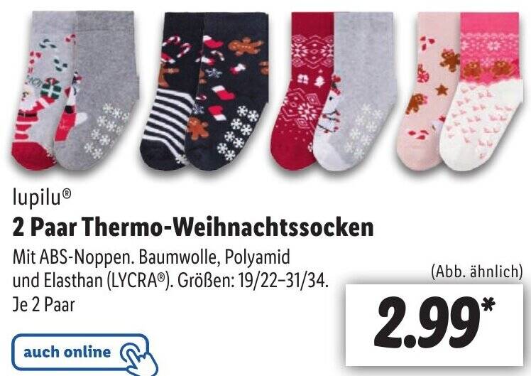 lupilu 2 Paar Thermo-Weihnachtssocken Angebot bei Lidl