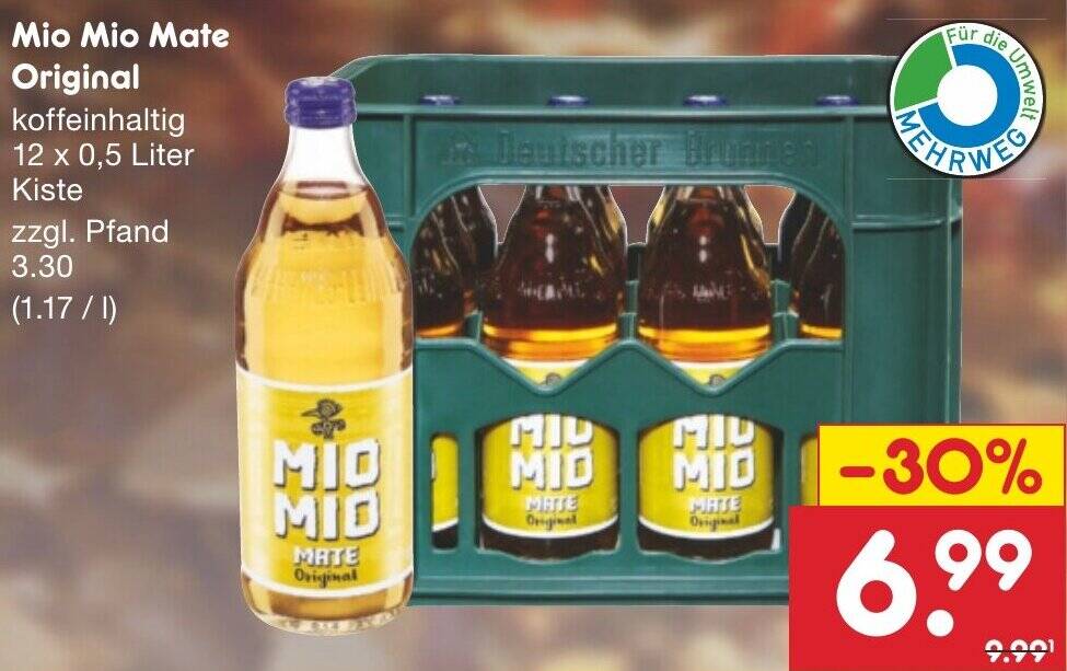 Mio Mio Mate Original 12 x 0,5 Liter Kiste Angebot bei Netto Marken ...