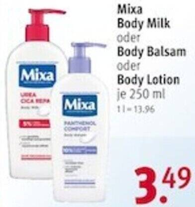 Mixa Body Milk oder Body Balsam oder Body Lotion 250 ml Angebot bei ...