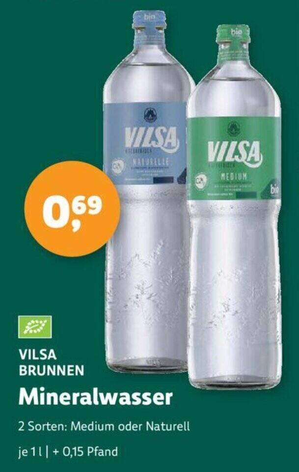 VILSA BRUNNEN Mineralwasser 1L Angebot bei Denns BioMarkt