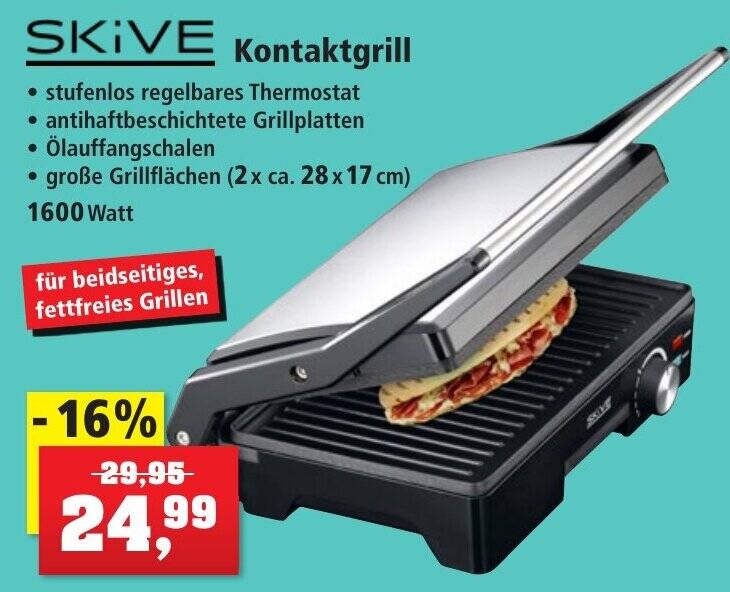 SKIVE Kontaktgrill 1600 Watt Angebot bei Thomas Philipps