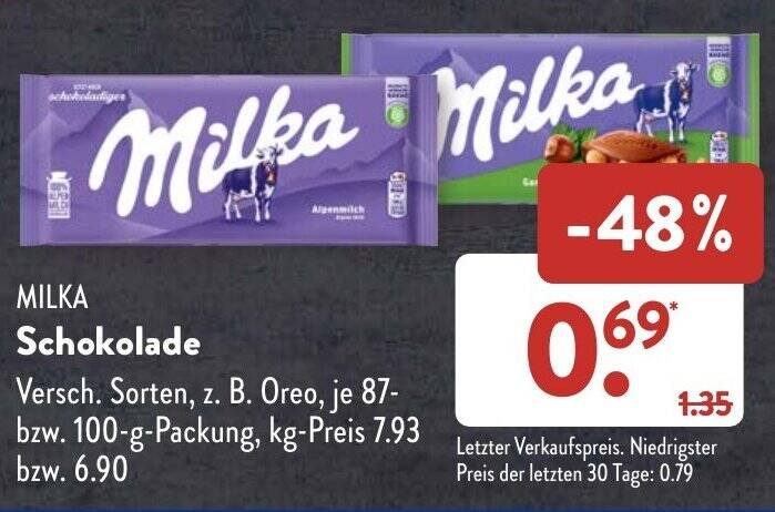 MILKA Schokolade 100g Angebot bei Aldi Süd