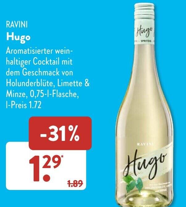 RAVINI Hugo 750ml Angebot bei Aldi Süd