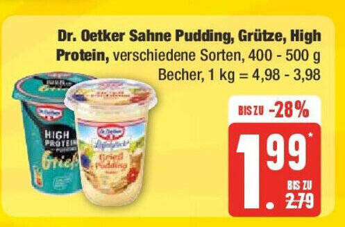 Dr. Oetker Sahne Pudding, Grütze, High Protein, verschiedene Sorten ...