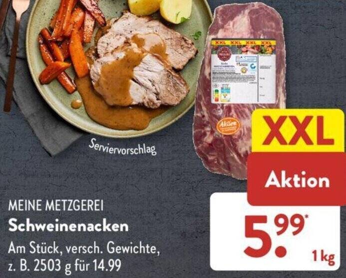 MEINE METZGEREI Schweinenacken 1kg Angebot bei Aldi Süd