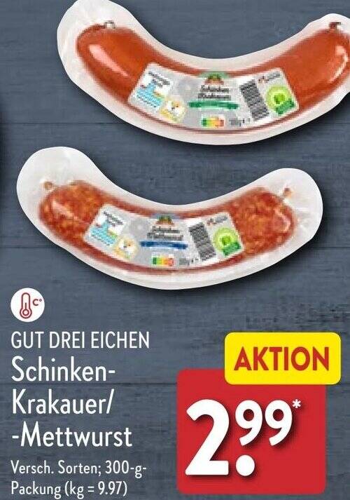 GUT DREI EICHEN Schinken-Krakauer/ Mettwurst 300 g Packung Angebot bei ...