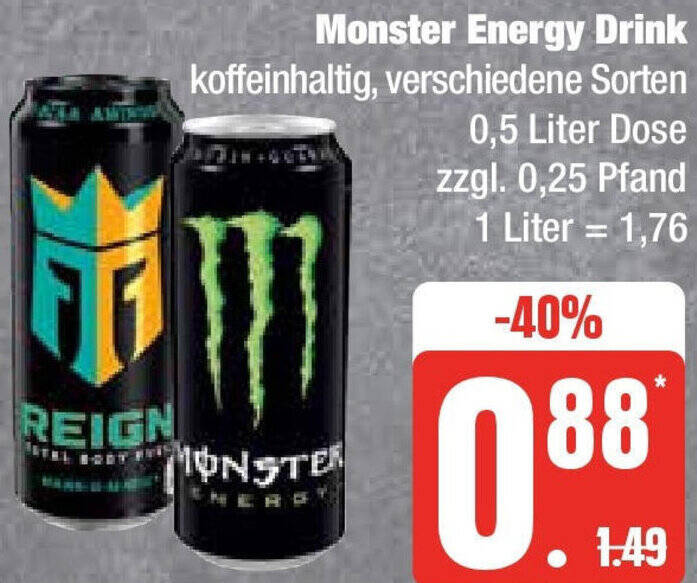 Monster Energy Drink 0,5 Liter Dose Angebot bei Edeka