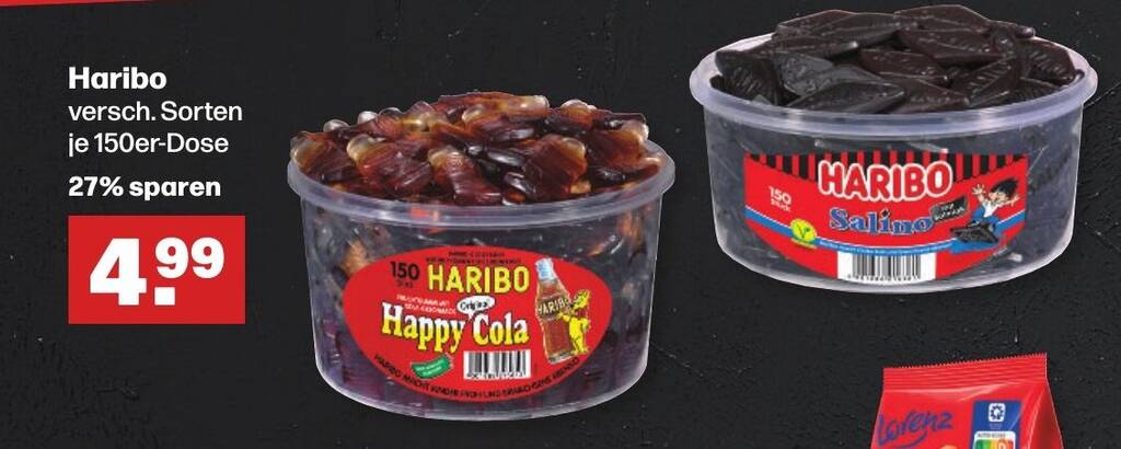 Haribo versch. Sorten je 150er-Dose Angebot bei Handelshof