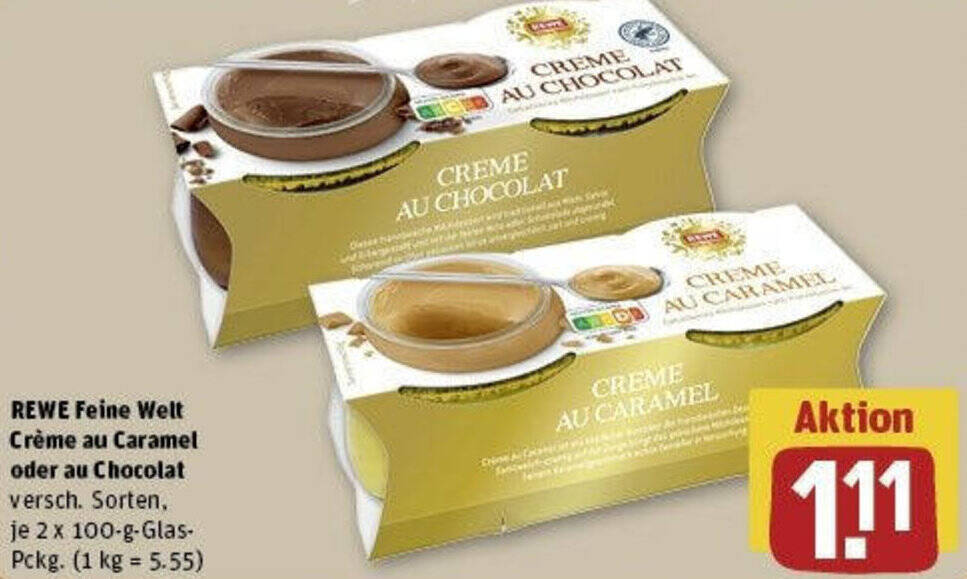 REWE Feine Welt Crème au Caramel oder au Chocolat 2 x 100-g-Glas-Pckg ...