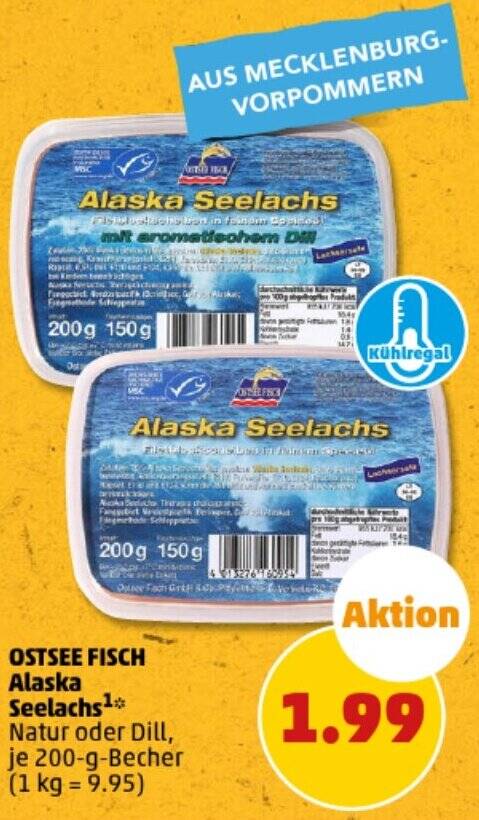OSTSEE FISCH Alaska Seelachs 200 g Becher Angebot bei PENNY