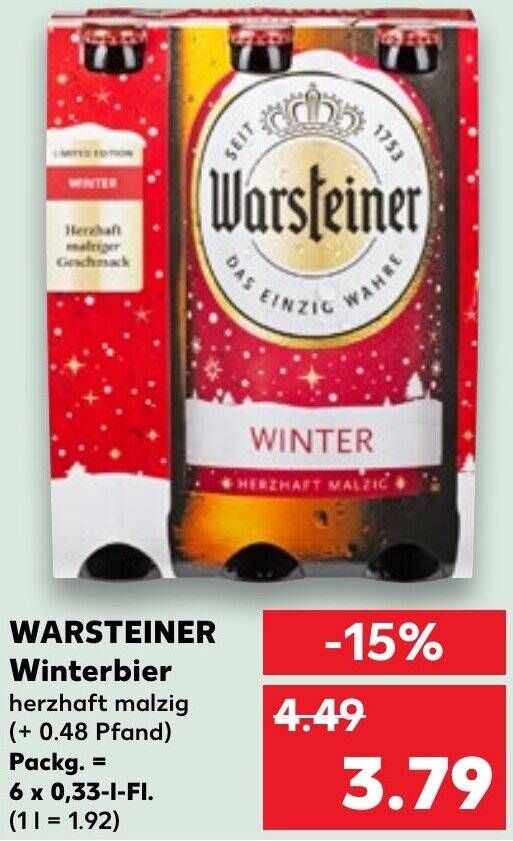 WARSTEINER Winterbier 6x0,33 L-Fl. Angebot bei Kaufland