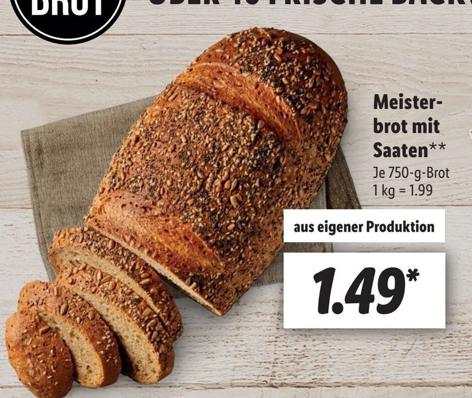 Meisterbrot mit Saaten 750g Angebot bei Lidl