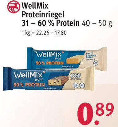 WellMix Proteinriegel 31-60% Protein 40-50 g Angebot bei Rossmann