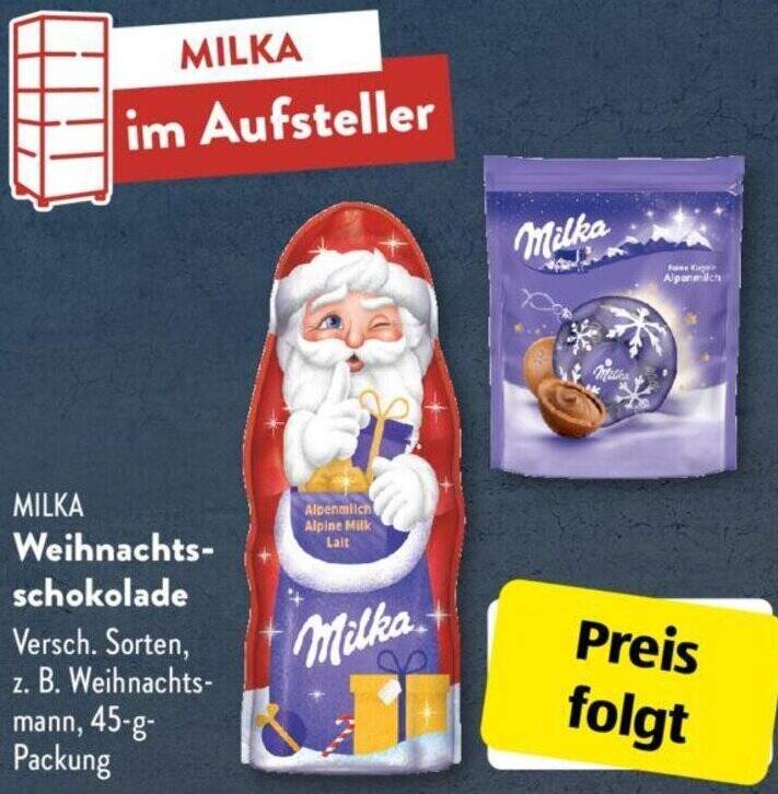 MILKA Weihnachtsschokolade 45 g Packung Angebot bei Aldi Süd