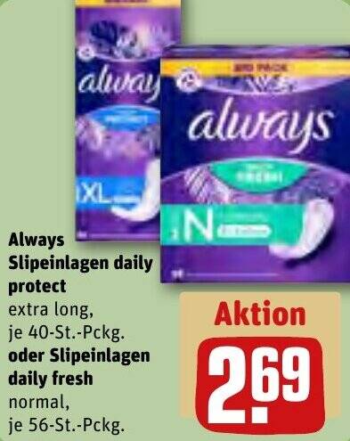 Always Slipeinlagen daily protect extra long 40-St.-Pckg. oder ...